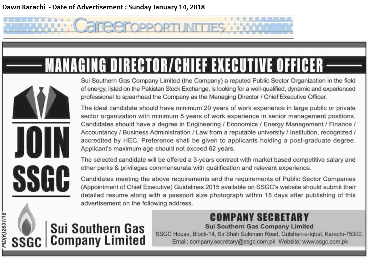 Advertisement for the Post of Managing Director / Chief Executive ...