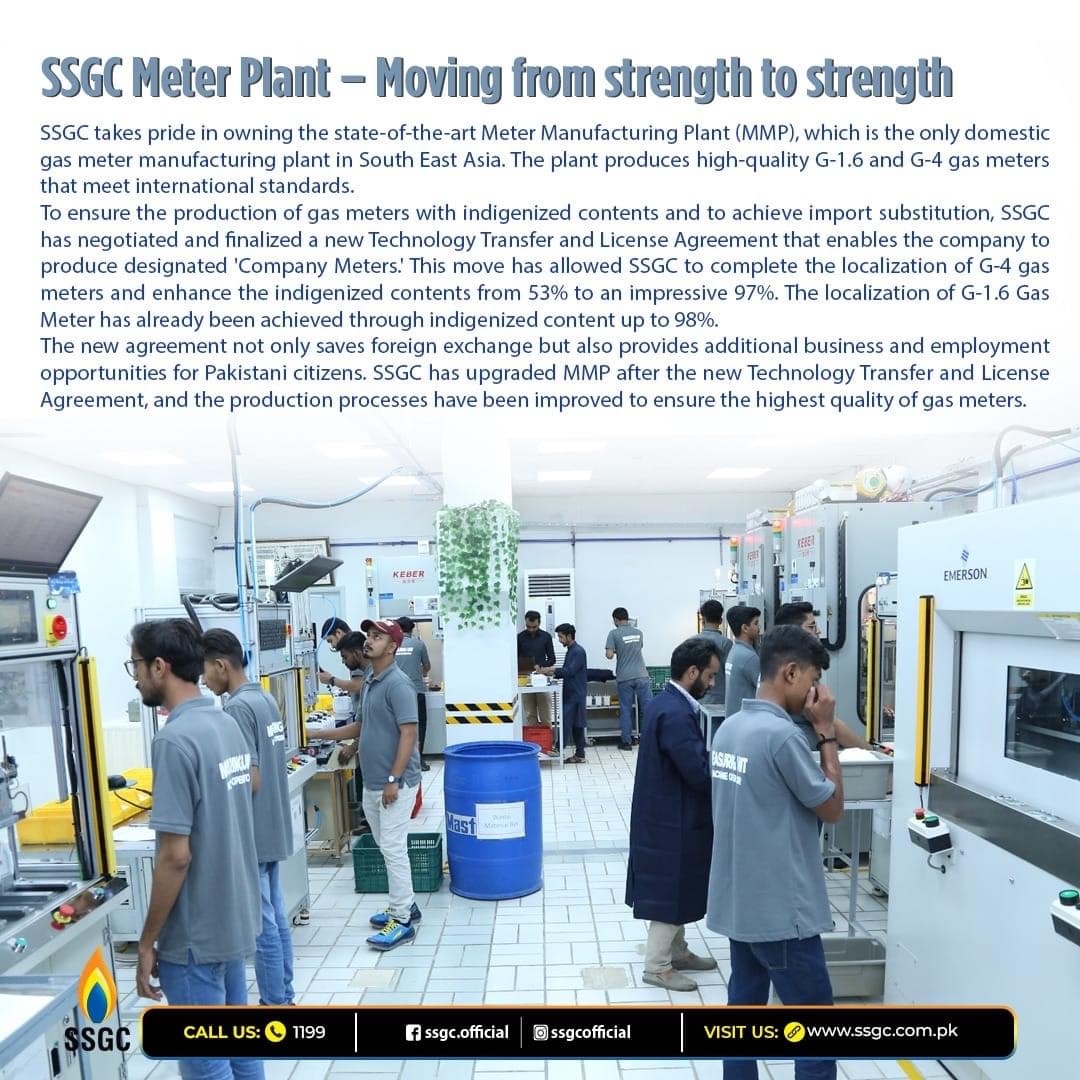 SSGC Meter Plant-Moving from strength to strength | Sui Southern Gas Company Limited
