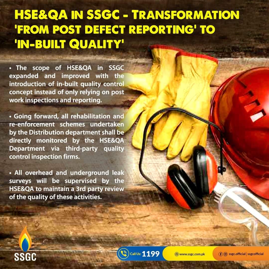 HSE&QA IN SSGC-TRANSFORMATION FROM ‘POST DEFECT REPORTING’ TO ‘ IN-BUILT QUALITY’ | Sui Southern ...