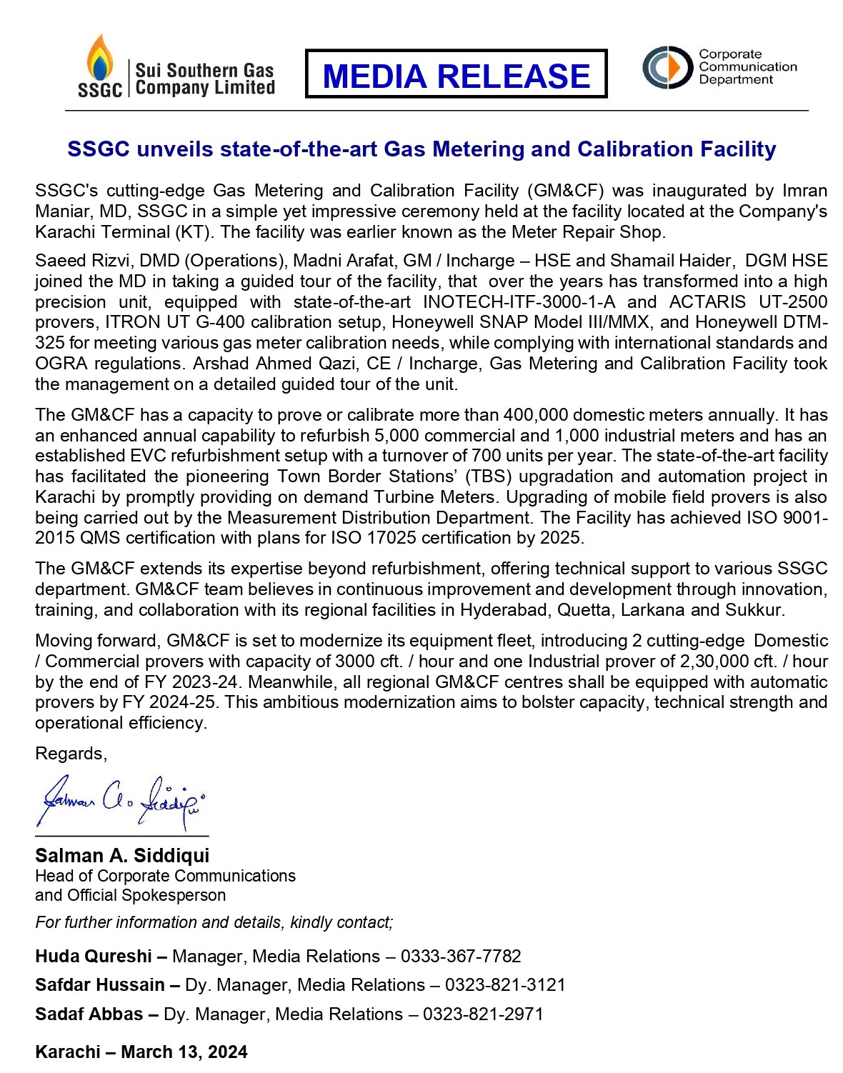 SSGC unveils state-of-the-art Gas Metering and Calibration Facility ...