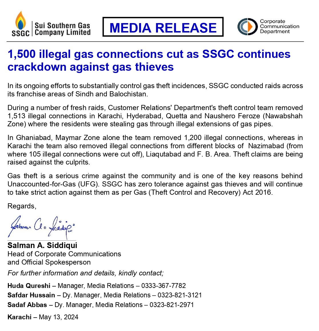 1,500 illegal gas connections cut as SSGC continues crackdown against ...